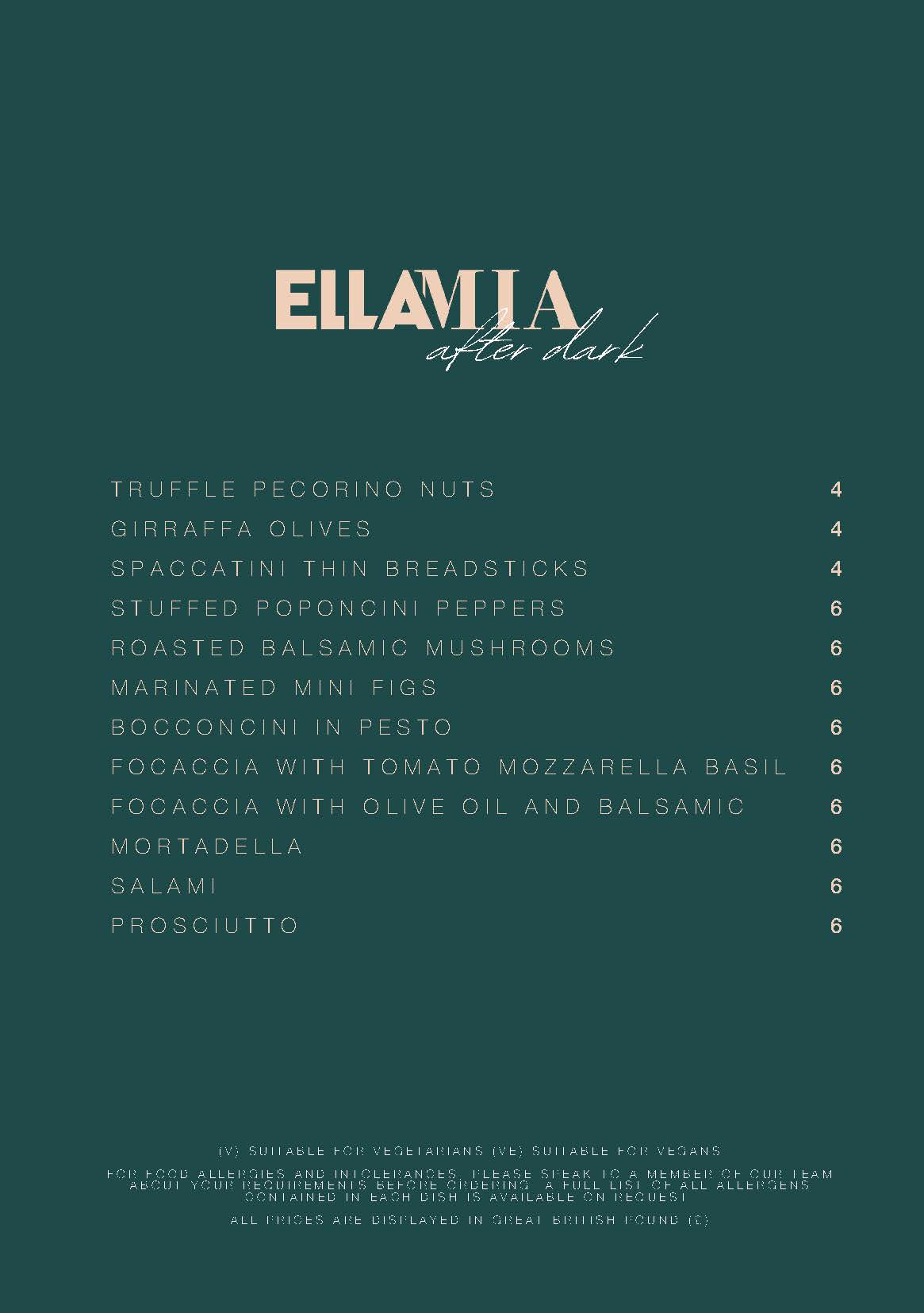 EllaMia After Dark Menu - Morgans Originals