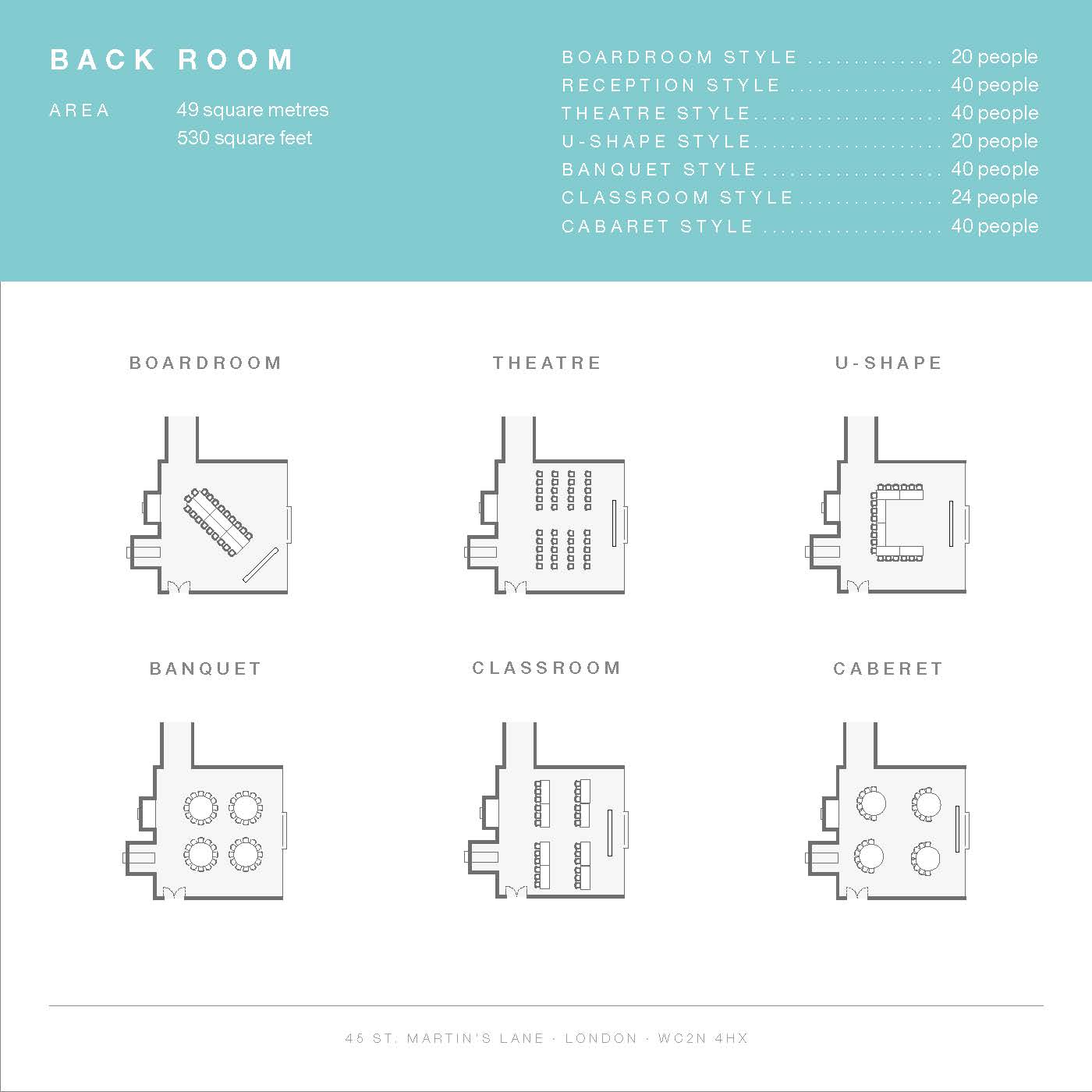 St Martins Lane Events Floor Plan Brochure - Morgans Originals