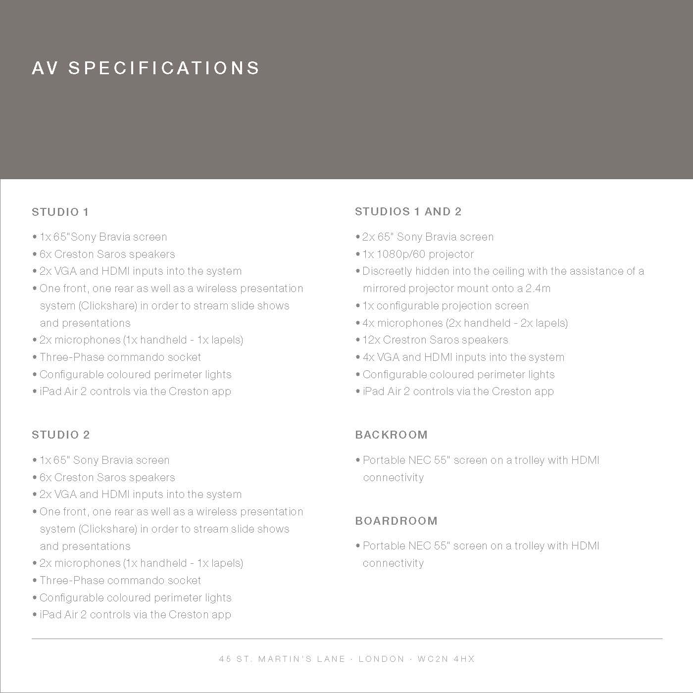 St Martins Lane Events Floor Plan Brochure - Morgans Originals